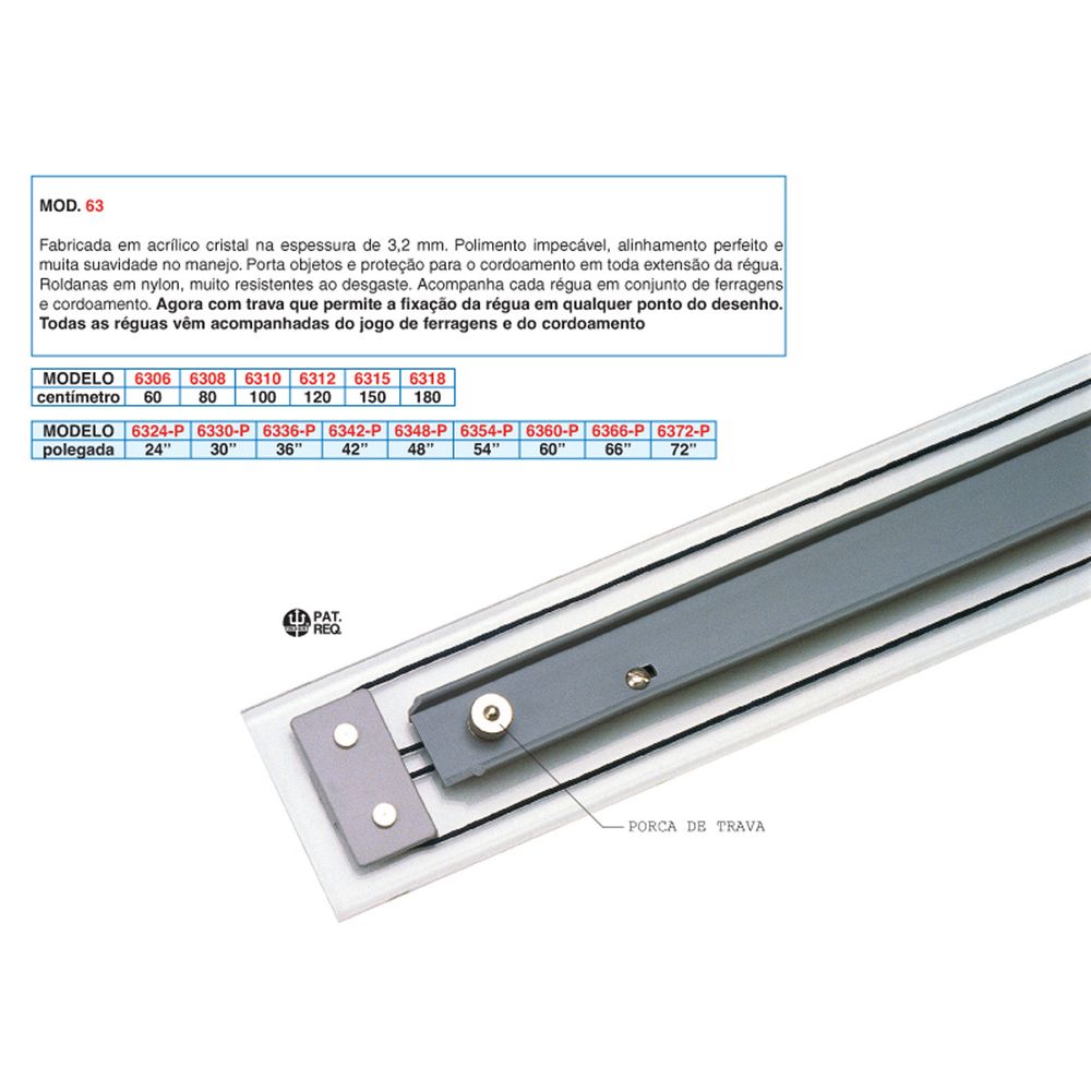 RÉGUA PARALELA 150CM REF.6315 TRIDENT - GrafittiArtes