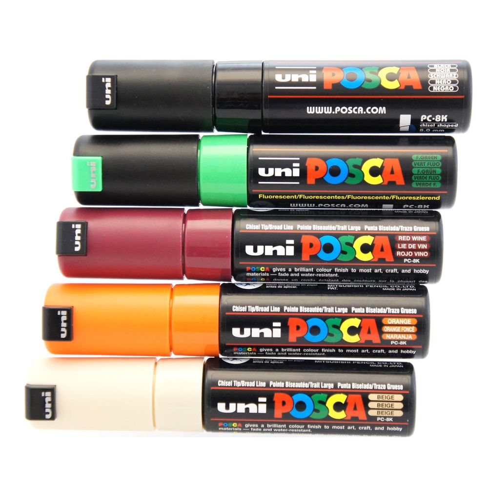 MARCADOR POSCA 8MM CHANFRADA REF.PC-8K UNI-BALL AVULSO - GrafittiArtes