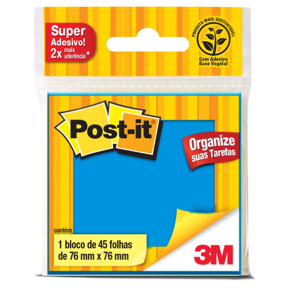 Post-It 76 x 76 mm Azul com 45 Folhas 3M - GrafittiArtes